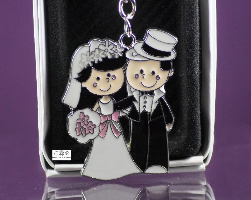 Wedding Couple Metal Keychain - Pack of 12 - CB Flowers & Crafts
