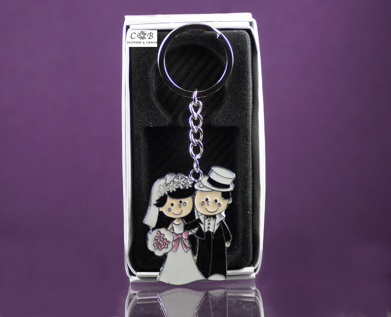 Wedding Couple Metal Keychain - Pack of 12 - CB Flowers & Crafts