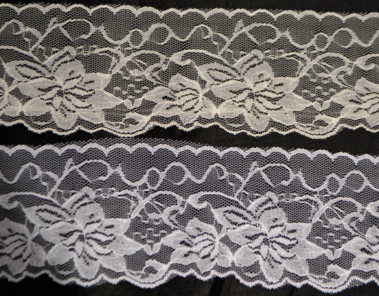 3 x 150 Yards Single White Flat Lace Trim Roll