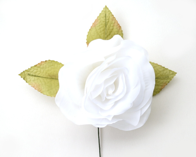 5" White Single Rose Silk Flowers - Pack of 12 - CB Flowers & Crafts