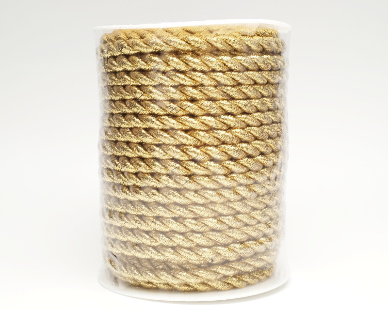 6mm x 25 Yards Metallic Gold Rope Trim - Pack of 5 Spools - CB Flowers ...