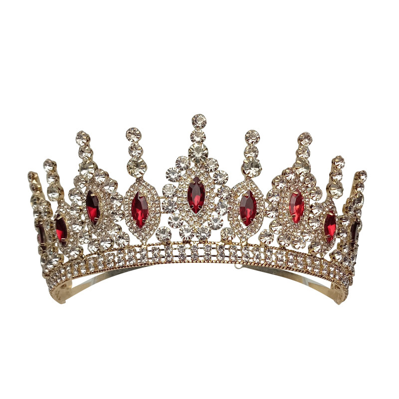2.25" Gold Tiara with Red Rhinestones - CB Flowers & Crafts