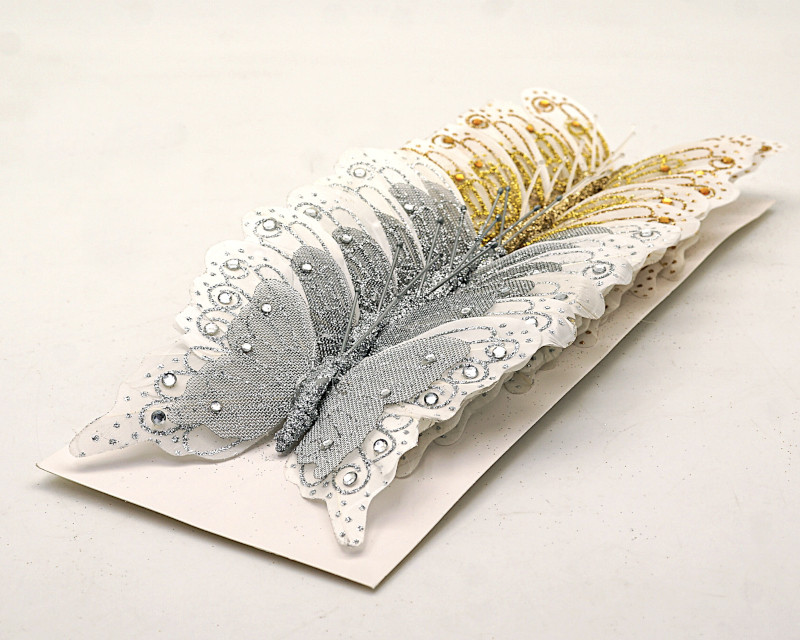 4" White Mix Gold-Silver Glitter Butterfly Decorations - Pack of 12 ...