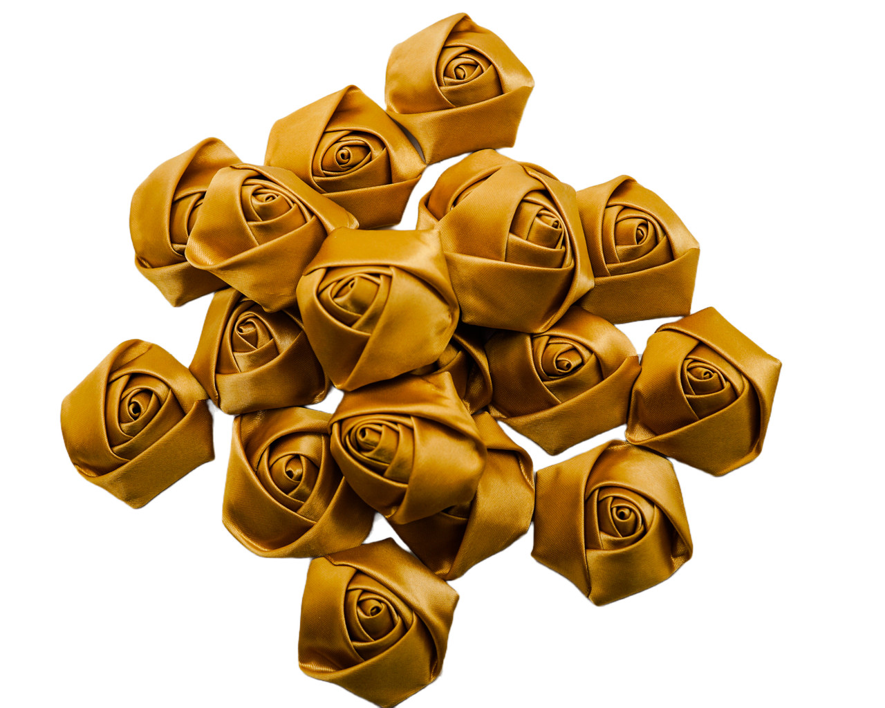 2" Gold Single Satin Rolled Rose Flower - Pack of 72 Rosettes - CB ...
