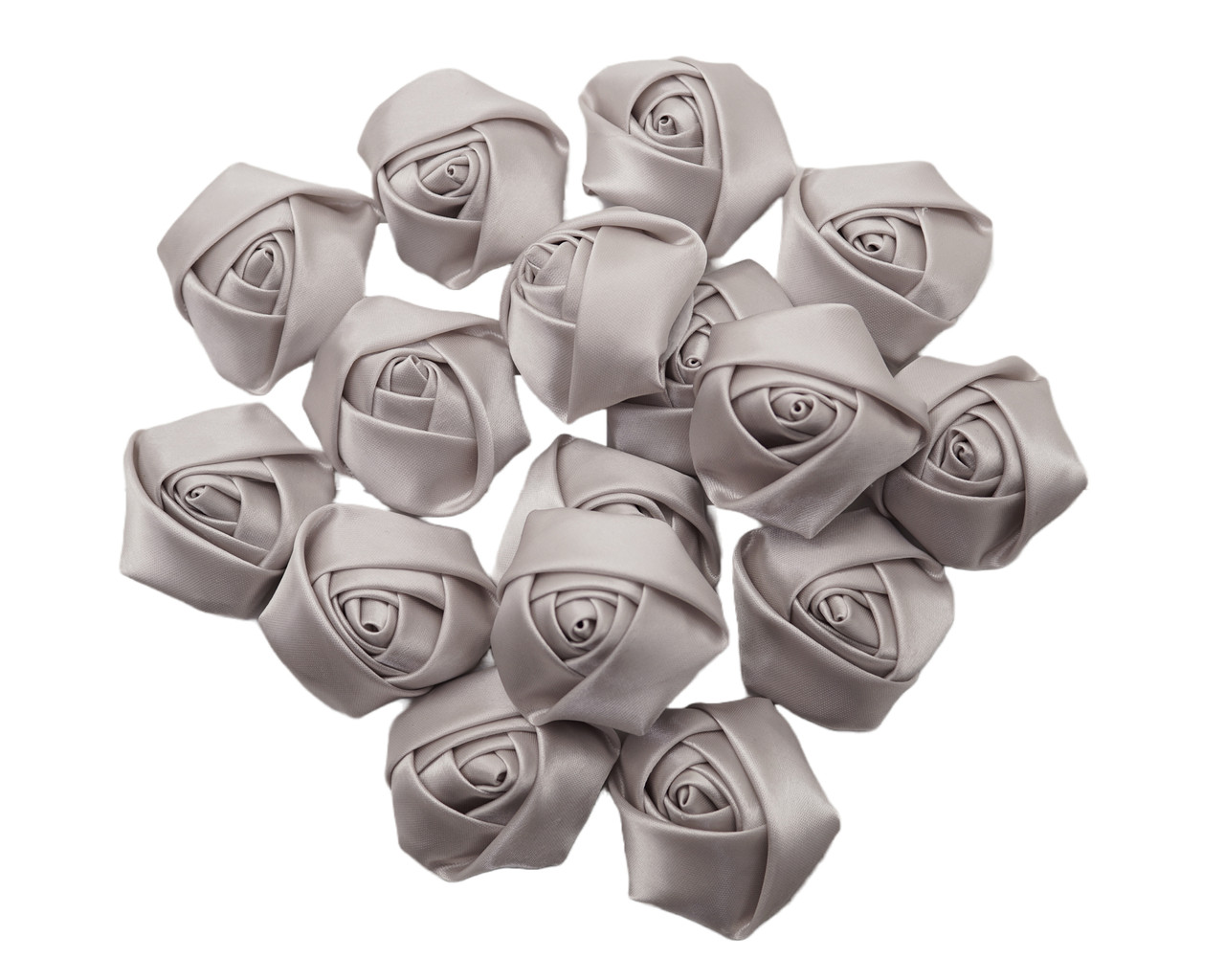 2" Silver Single Satin Rolled Rose Flower - Pack of 72 Rosettes - CB ...