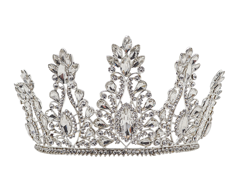 3 3/4" Silver Tiara with Rhinestones and Gem Stones - CB Flowers & Crafts
