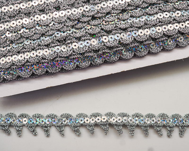3/4"x 15 yards Silver Metallic Sequin Trim - Pack of 5 - CB Flowers ...