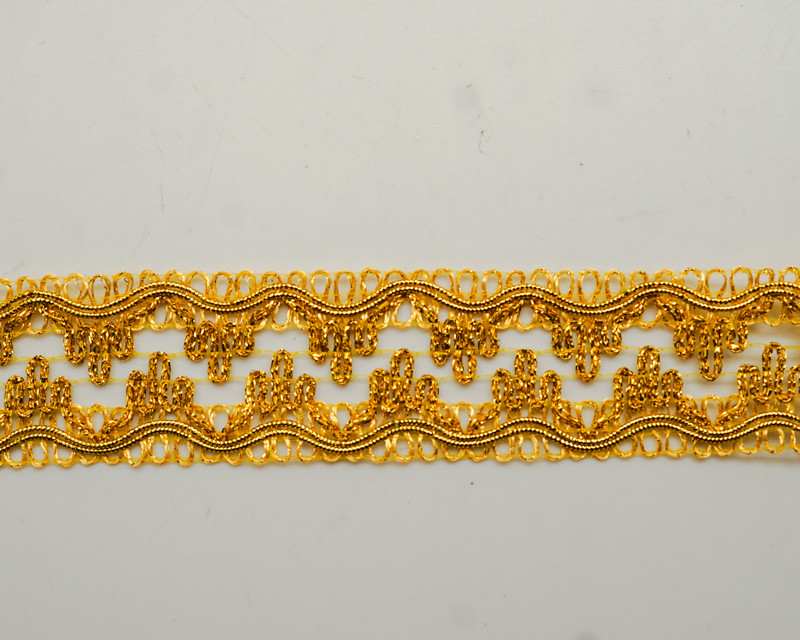 2"x 15 yards Wavy Gold Metallic Trim - Pack of 5 - CB Flowers & Crafts