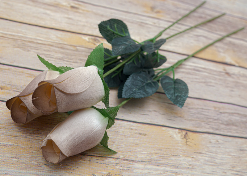 17" Ivory Wooden Roses - Pack of 6 - CB Flowers & Crafts