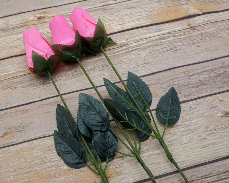 17" Pink Wooden Roses - Pack of 6 - CB Flowers & Crafts