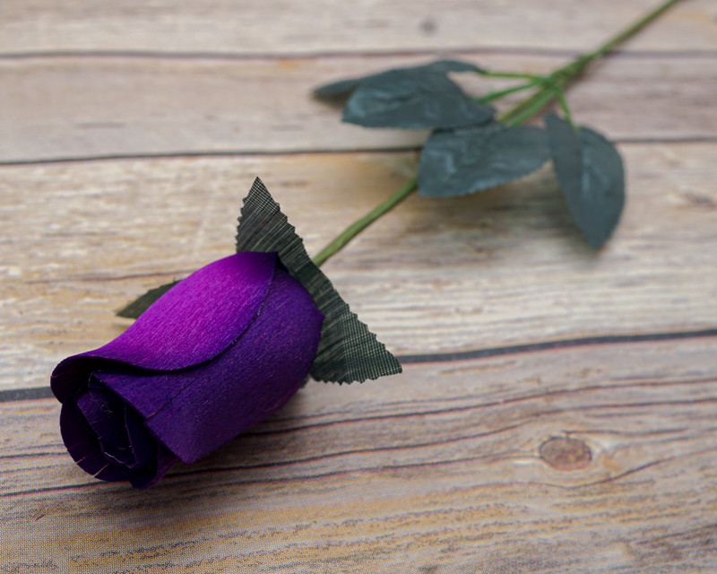 17" Purple Wooden Roses - Pack of 6 - CB Flowers & Crafts