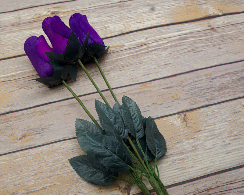 17" Purple Wooden Roses - Pack of 6 - CB Flowers & Crafts