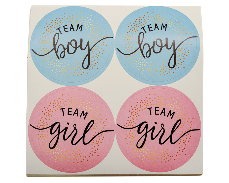 2" Pink and Blue Team Boy/Girl Gender Reveal Party Stickers - Pack of ...