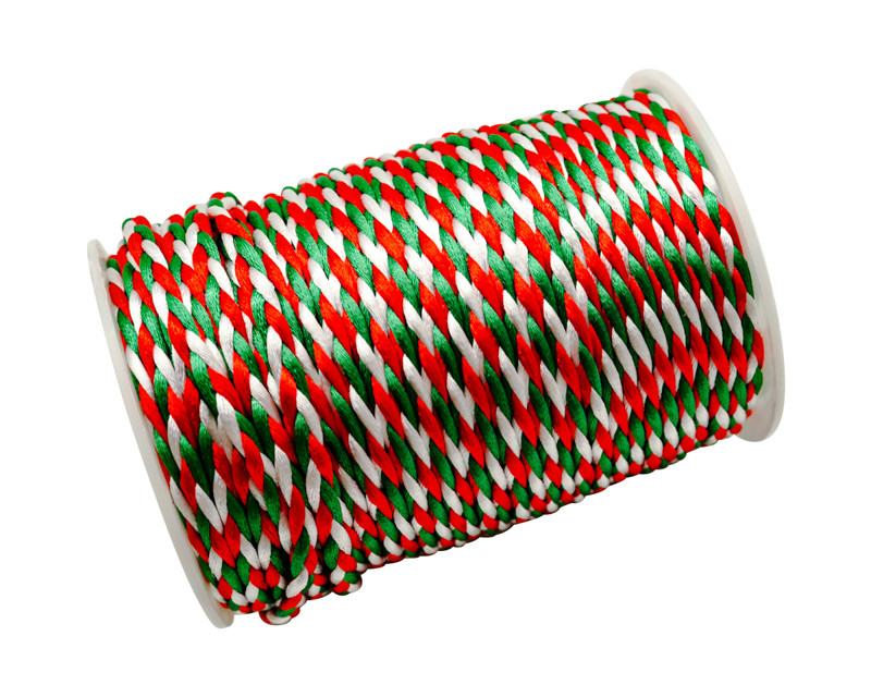 2mm wide x 50 Yards Red Green White Tri Colored Rattail Cord Trims - CB ...