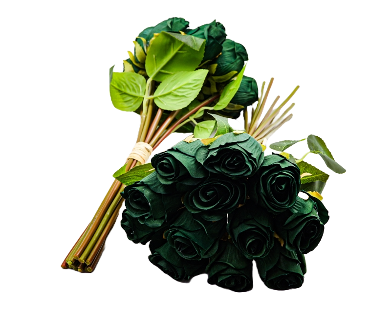 5 1/2"x 11" Hunter Green Long Stem Artificial Rose Bouquet Floral ...