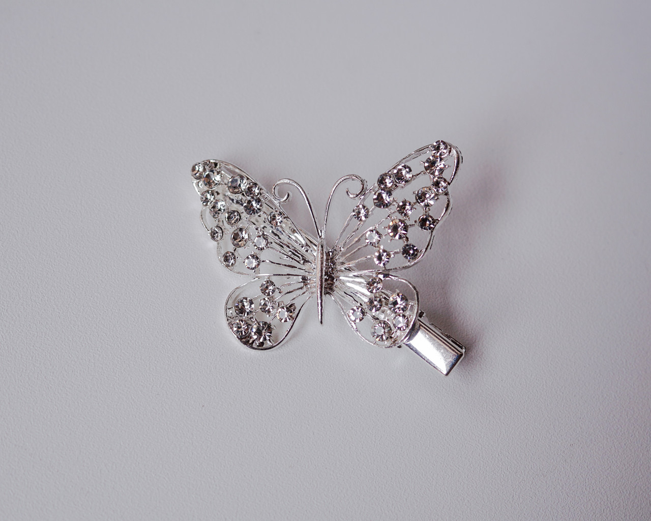 Silver Rhinestone Embellished Butterfly Hair Clips Accessories -Pack of ...