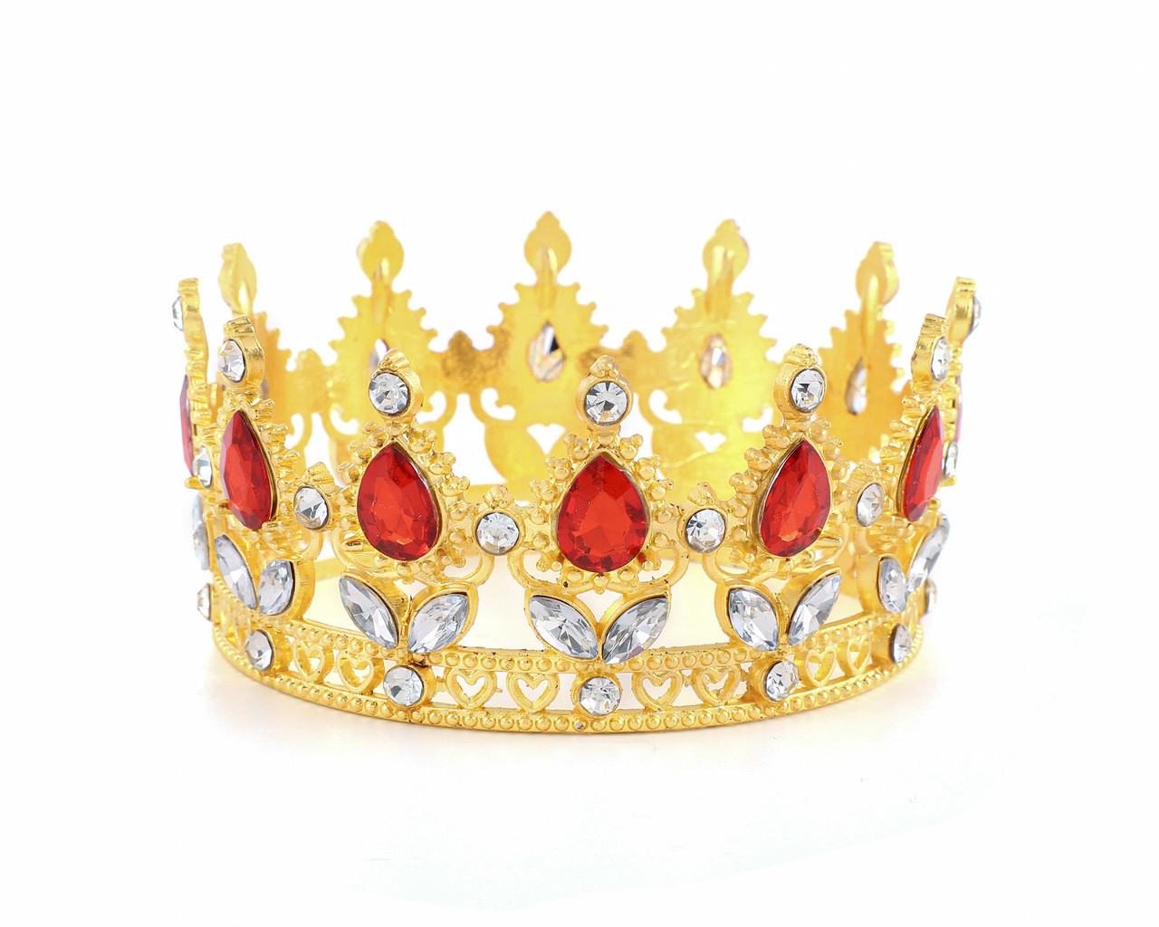 1 3/4" x 3 1/4" Gold Base Red Rhinestones Mini King Crown - CB Flowers ...