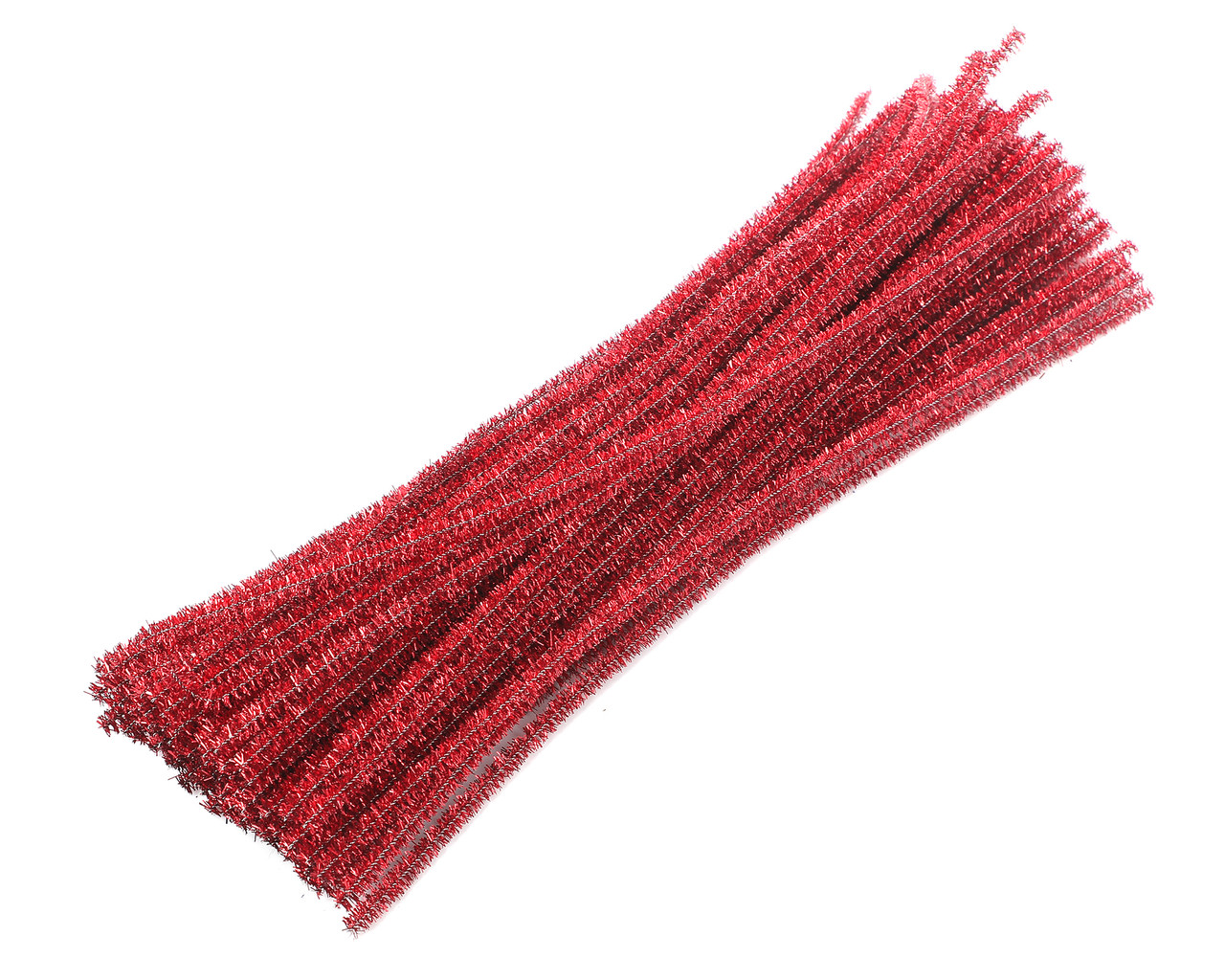 12" Red Metallic Sparkle Pipe Cleaners Tinsel Chenille Stems - Pack of ...