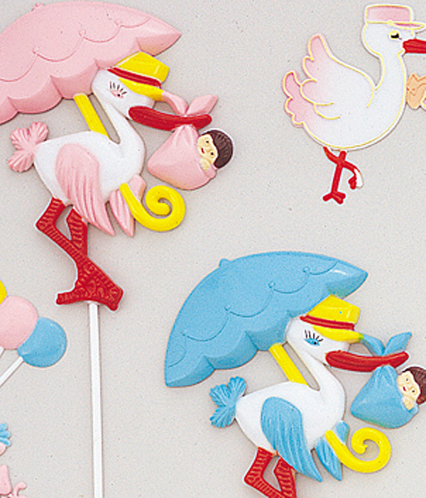 3.5" Assorted Color Baby Shower Stork Picks - Baby Shower Decoration ...
