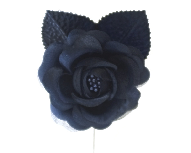 2.5" Navy Blue Silk Single Rose Flowers - Pack of 12 - CB Flowers & Crafts