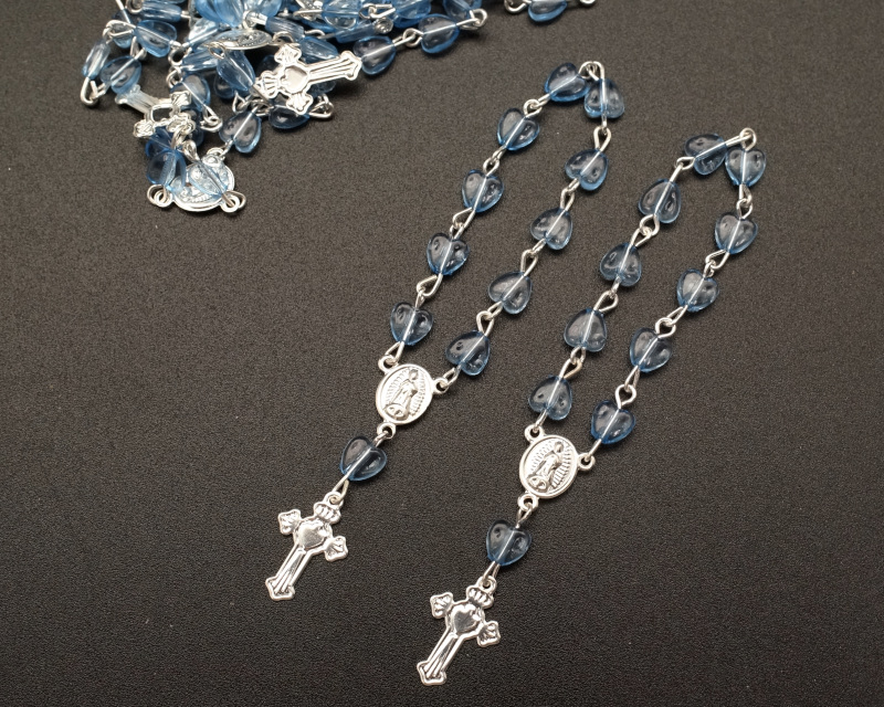 3.5" Blue Silver Miniature Rosaries - Pack of 100 Mini Rosary Favors ...