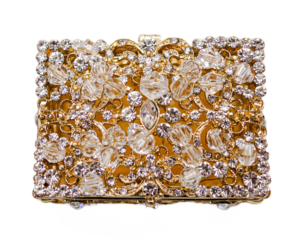 2.5" Gold Rectangle Crystal Studded Wedding Arras Box Set - CB Flowers ...