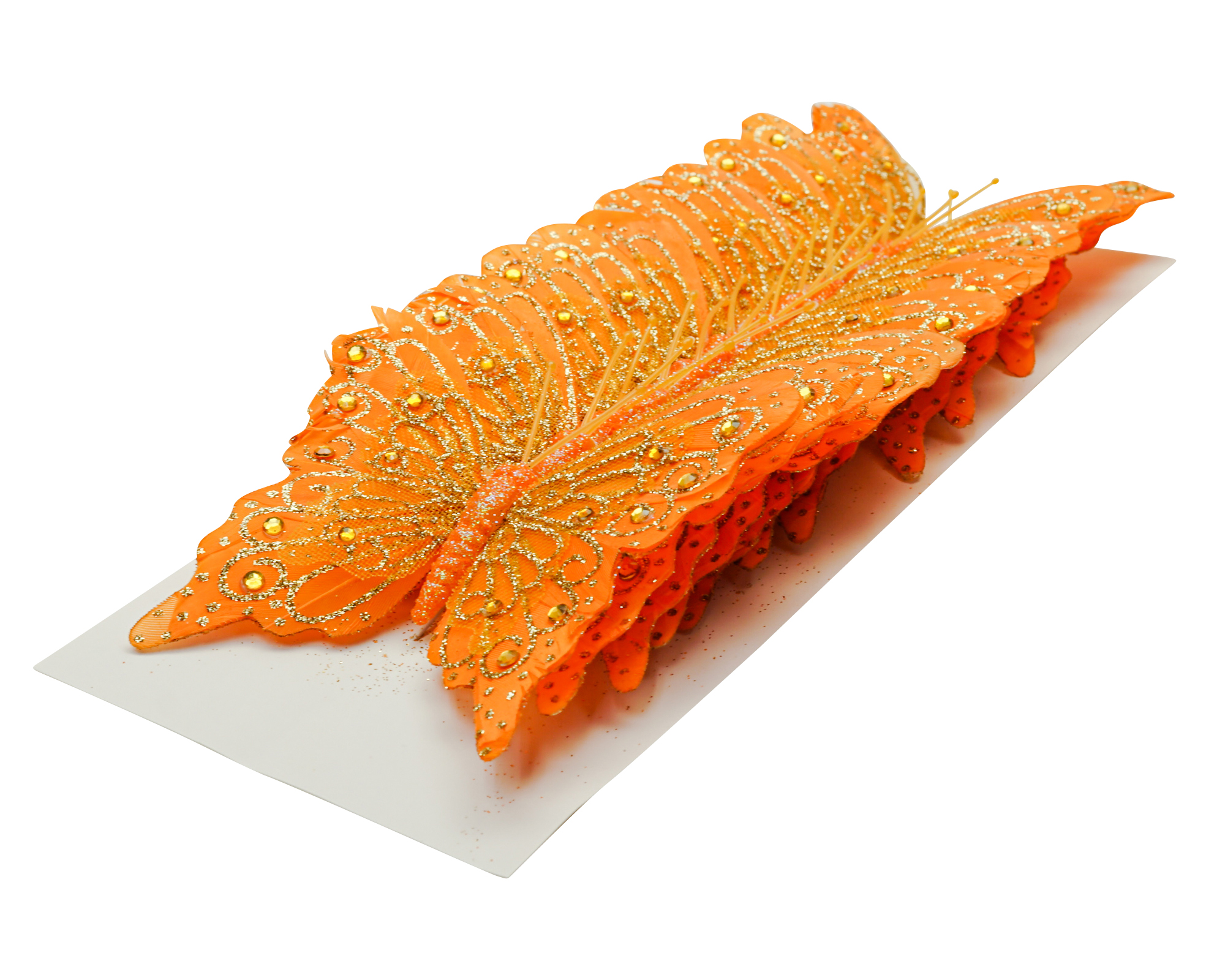 4" Orange Silver Glitter Butterfly Decorations - Pack of 12 Monarch ...