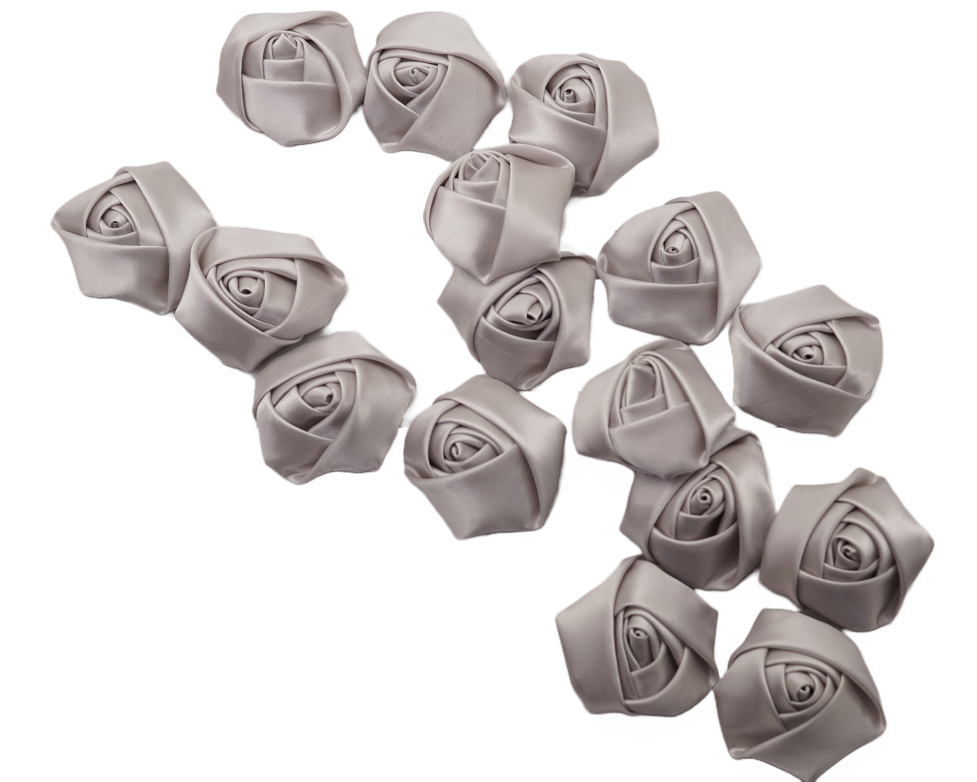 2" Silver Single Satin Rolled Rose Flower - Pack of 72 Rosettes - CB ...