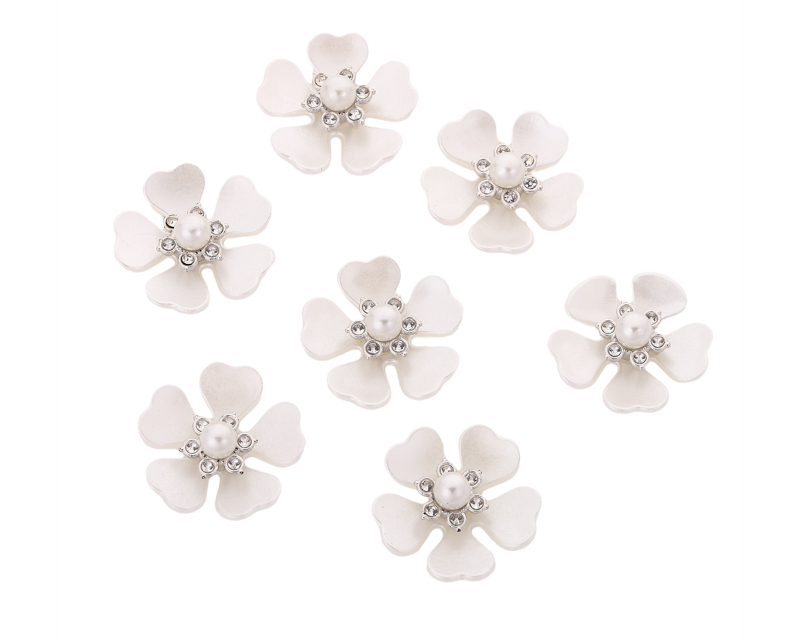 1" White-Silver Embellishment Craft Plastic Flower - Pack of 100 - CB ...