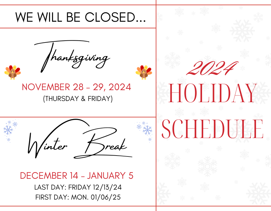 2024 Holiday Closure Dates and Important Information - CB Flowers & Crafts