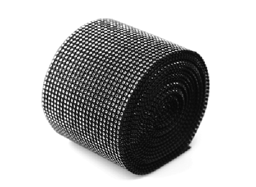 4.5" x 10 yards 24 Rows Black with Silver Diamond Mesh Wrap - CB ...