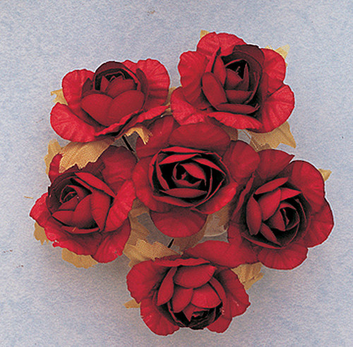 1.25" Red Big Rose Paper Craft Flowers - Pack of 72 - CB Flowers & Crafts