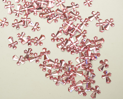 3/4" Flat Back Pink Acrylic Cross Rhinestones - Pack of 500 Pieces - CB ...