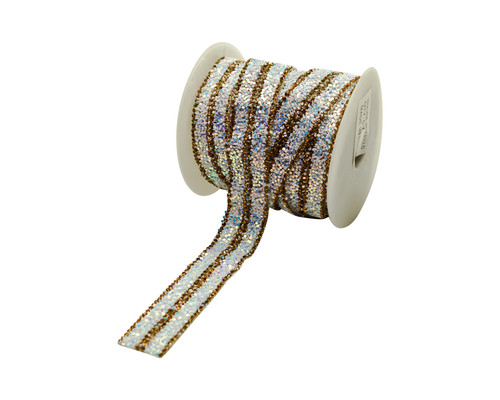 3/4" x 5 Yards Gold AB Crystal Cluster Iron-On Rhinestone Trim - CB ...