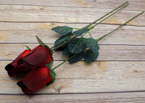 17" 2 Tone Red Wooden Roses - Pack of 6 - CB Flowers & Crafts