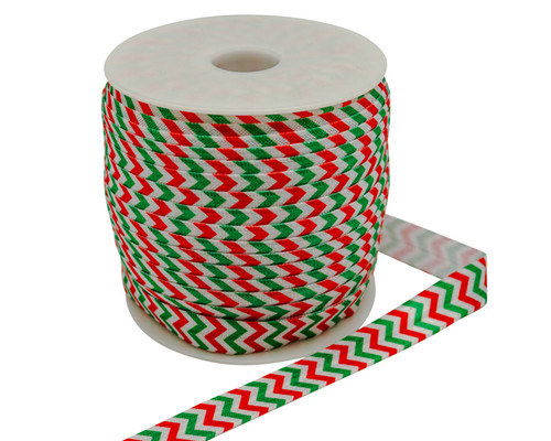 5/8 x 50 Yards Red Green White Tri Colored Chevron Fold Over Elastic ...