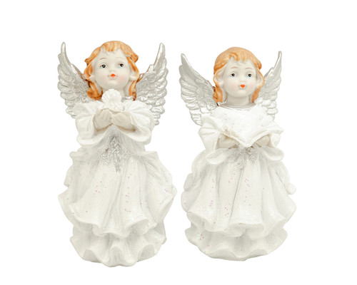 2 Styles of Poly Resin Angels One Holding Dove One Holding Book - Set ...
