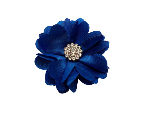 2" Wide Royal Blue Single Rhinestone Center 3D Satin Flower - Bag of ...