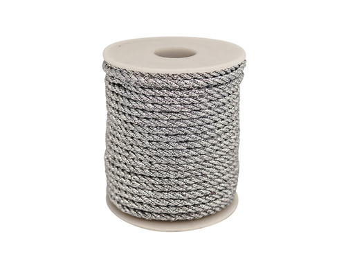 3mm x 25 Yards Metallic Silver Rope Trim - Pack of 5 Spools - CB ...