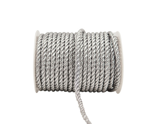 6mm x 25 Yards Silver Metallic Rope Trim - Pack of 5 Spools - CB ...