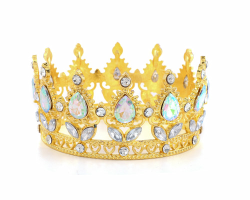 1 3/4" x 3 1/4" Gold AB Rhinestones Mini King Crown - CB Flowers & Crafts