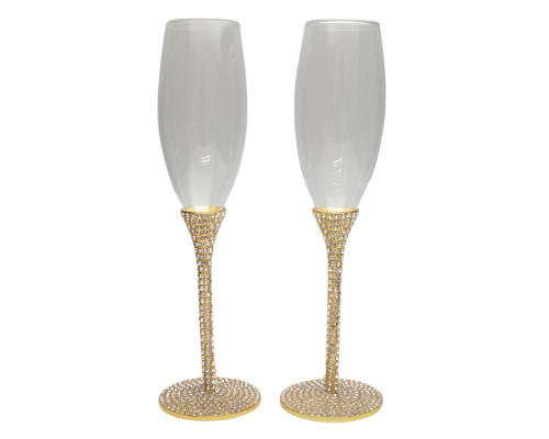 Gold Rhinestone Bedazzled Gem Wedding Flutes - Set of 2 Toasting ...