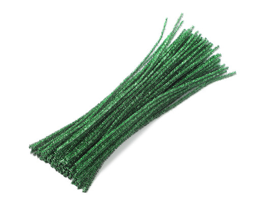 12" Emerald Green Metallic Sparkle Pipe Cleaners Tinsel Chenille Stems ...