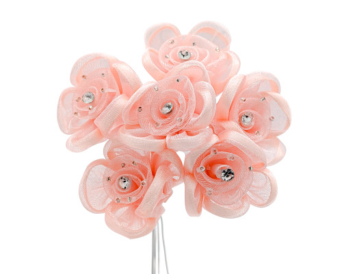 1" Blush Organza Ribbon Edge Flowers with Rhinestone - Pack of 72 - CB ...