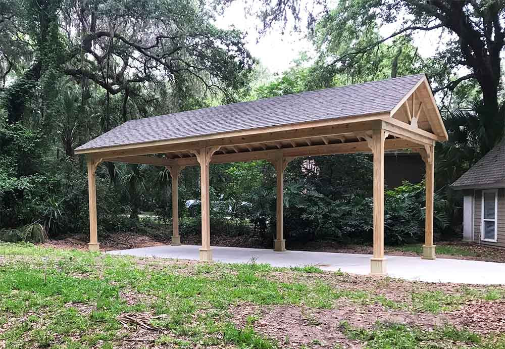 16x34 PT Pine Gable Pavilion - PergolaKitsUSA.com