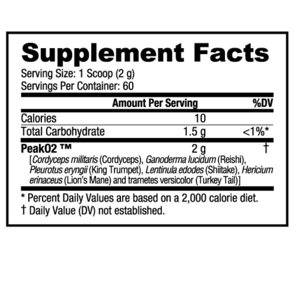 NutraBio Peak O2 120G Powder Improved Endurance & Oxygen Utilization