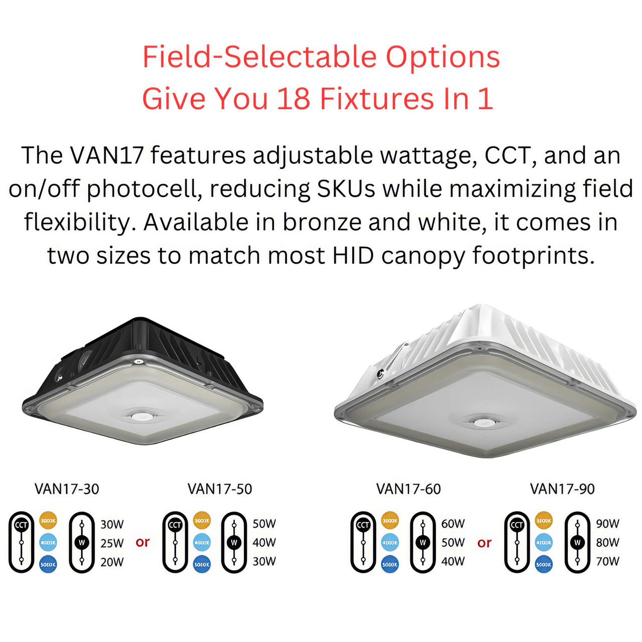 RAB VAN17 3-Way Adjustable Canopy Light