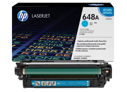 Genuine HP Brand 648A CE261A Cyan Toner Cartridge - Blue Dot Toner