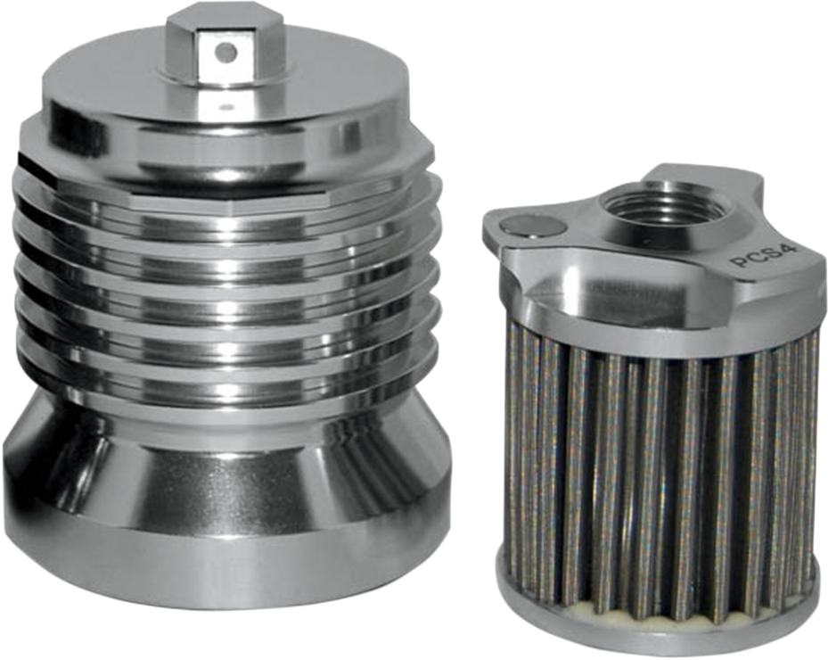FLO Billet Reuseable Spin On Oil Filter Chrome Harley PC RACING PCS4c