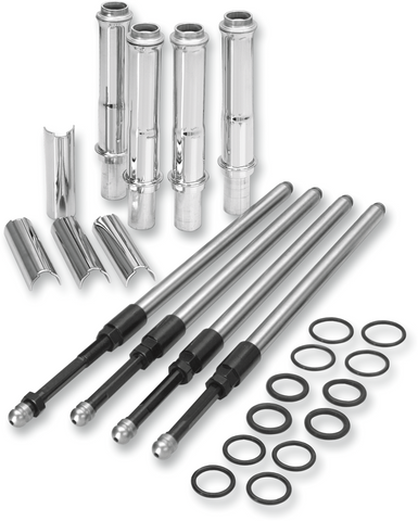 S&S 106-6051 Quickee Pushrod Kit With Chrome Covers - Twin Cam